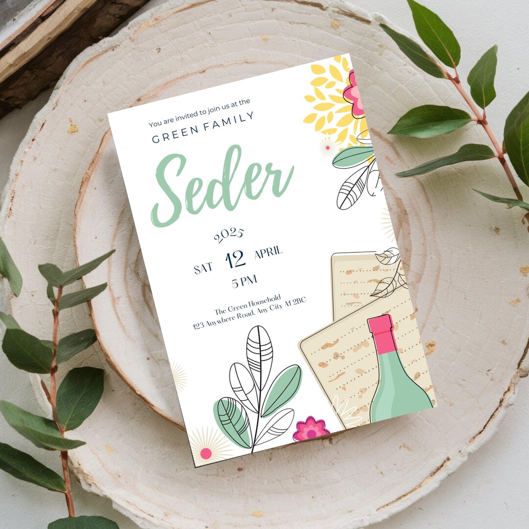 Seder Night Digital Invitation for Passover | Personalised ...