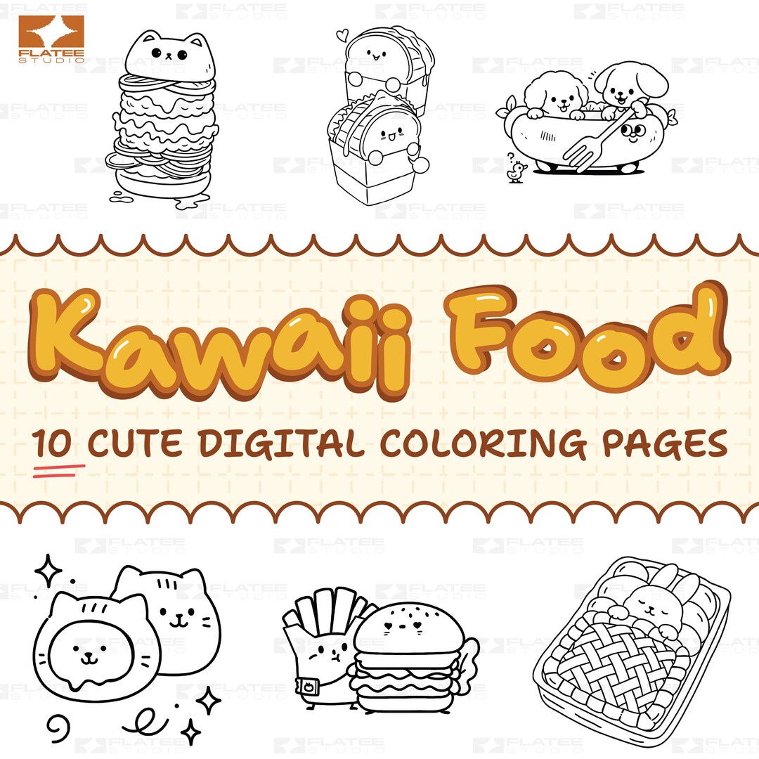 Kawaii Food Coloring Pages – Cute Printable Coloring Book PDF – Digital ...