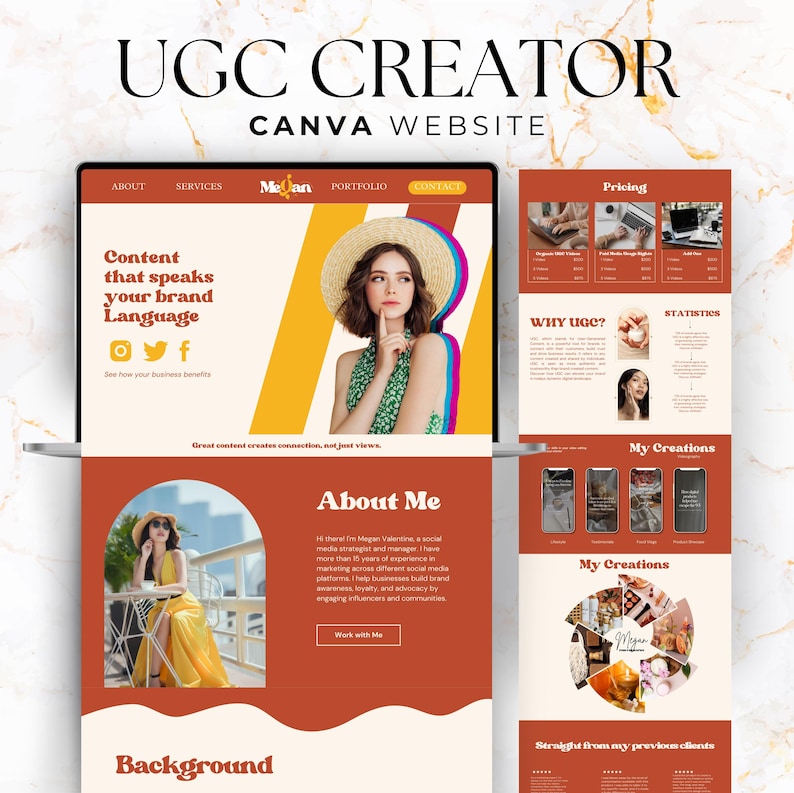 UGC Website Template, Ugc Portfolio Template, Ugc Canva Template, Ugc ...