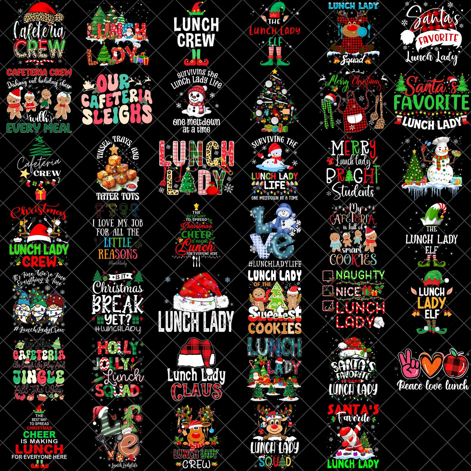 Lunch Lady Christmas Png Bundle, Santa's Favorite Lunch Lady Png, Lunch ...