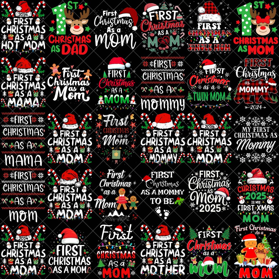 First Christmas PNG Bundle, Family Milestone Holiday Png, Mom Dad ...