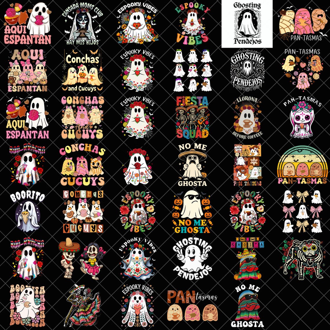 40+ Mexican Ghost Designs PNG Bundle, Creepy Conchita Era Png, Conchas ...