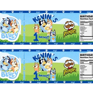 Editable Bluey Chip Bag, Pringles Label, 8oz Water Bottle Label ...