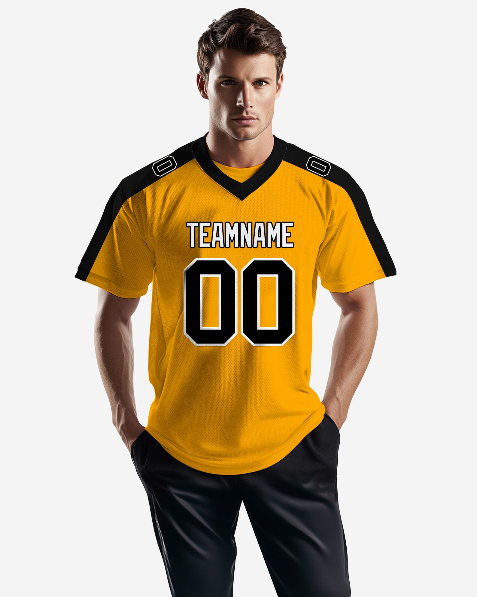 Custom Black and Yellow Rugby Jersey Personalized With Embroidery or ...