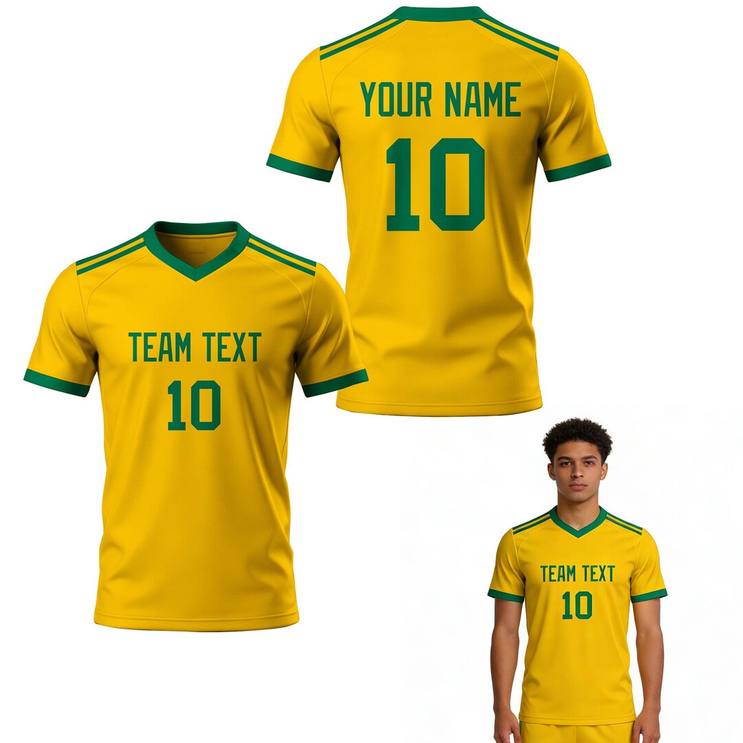 Custom Brazil Style Soccer Jersey for Men Women Kids Personalized ...