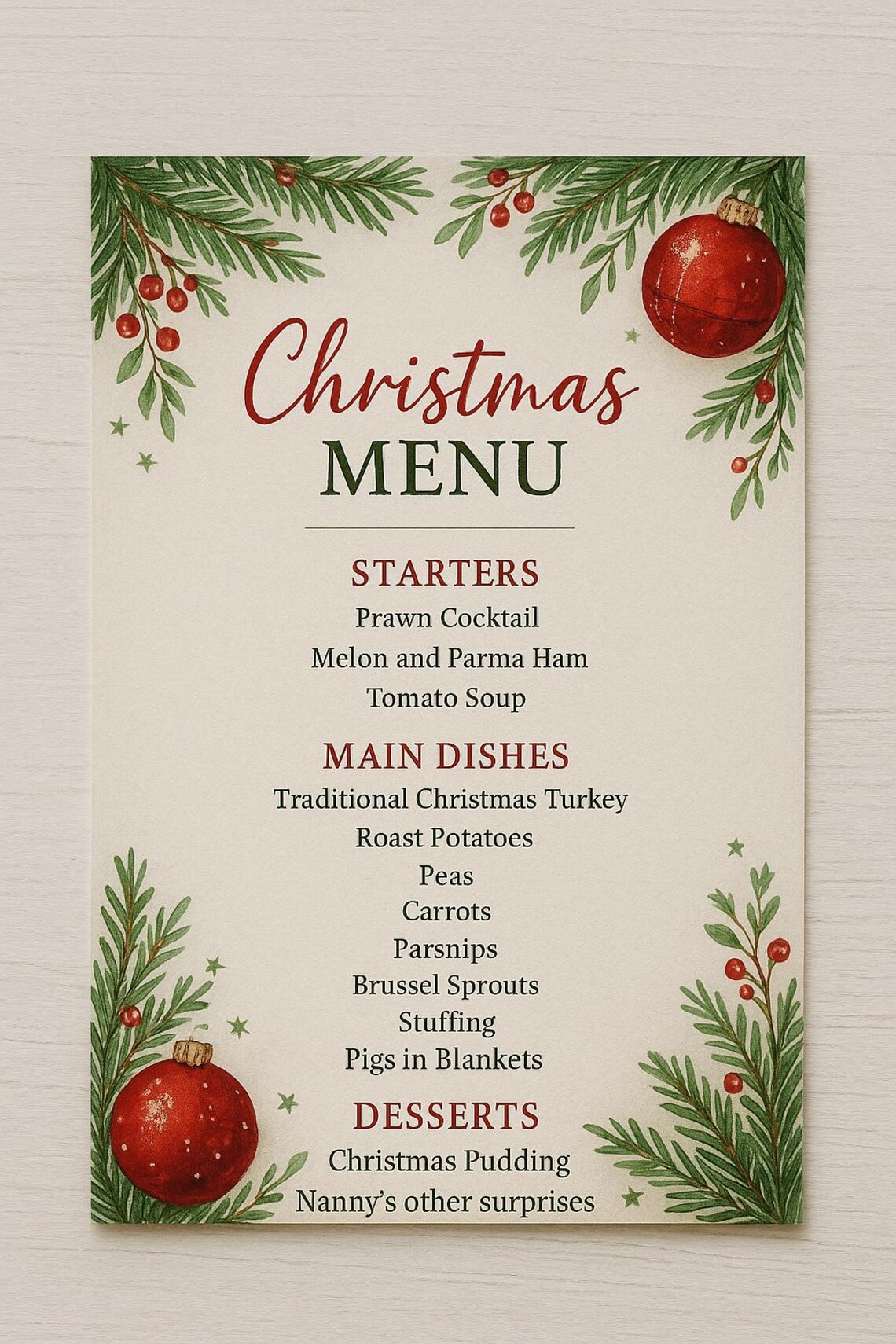 Editable Christmas Menu Template | Instant Download - Etsy