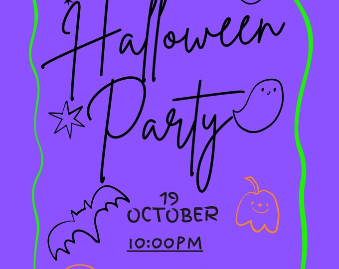 Editable Halloween Invitation Kid Halloween Party Canva, Instant ...