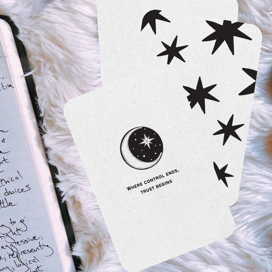 Printable Inspirational Oracle Deck | 40 Affirmation Cards With Moon ...