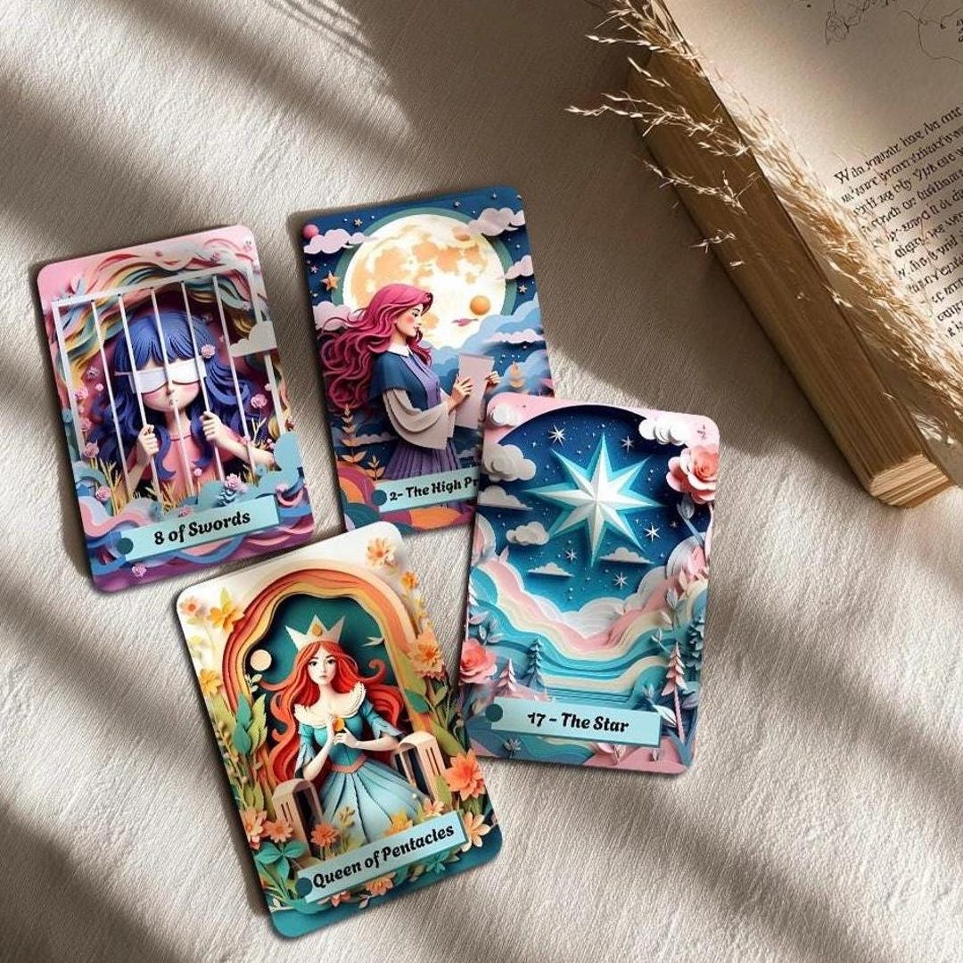 Paper Art Style Tarot Deck | Unique 78 Arcana Tarot Cards | Handmade ...