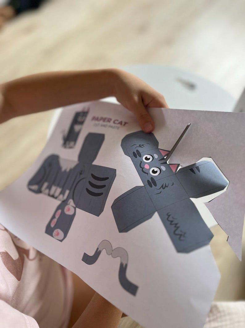 Printable Paper Animals Cut and Paste | Cute Cat, Owl & Squirrel DIY ...