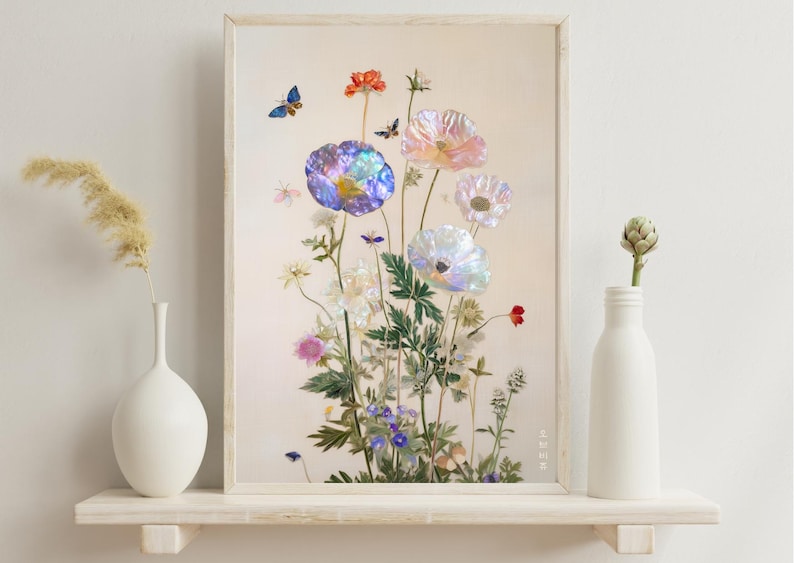 Korean Mother-of-pearl Flower Art Print: Chochungdo (digital Download ...