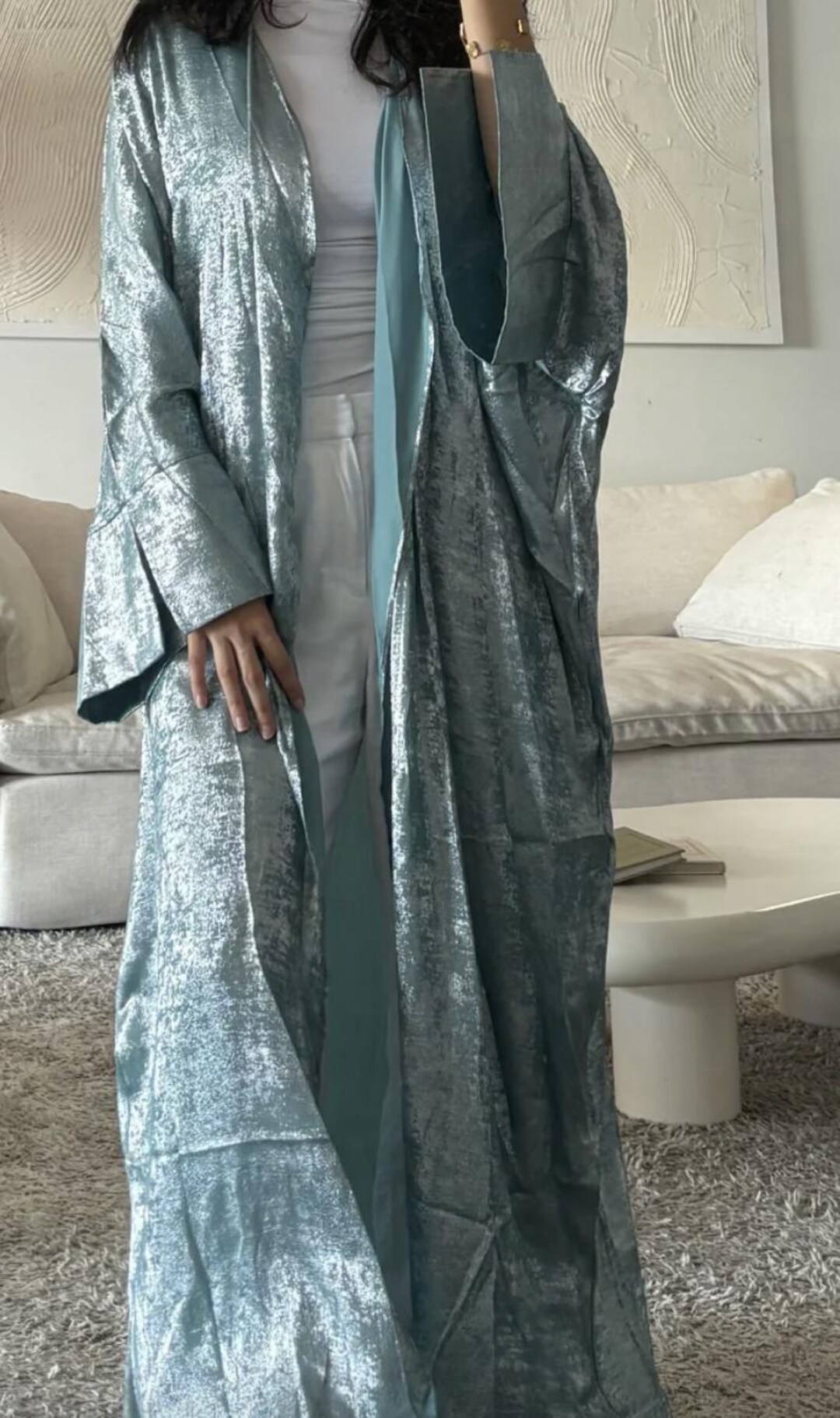 Ocean Abaya - Shiny Open Abaya - Etsy