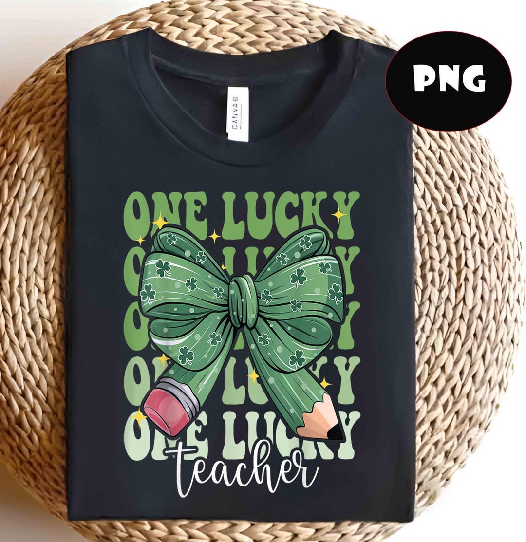 One Lucky Teacher Coquette Bow St Patricks Day Teacher Png ,teacher St ...