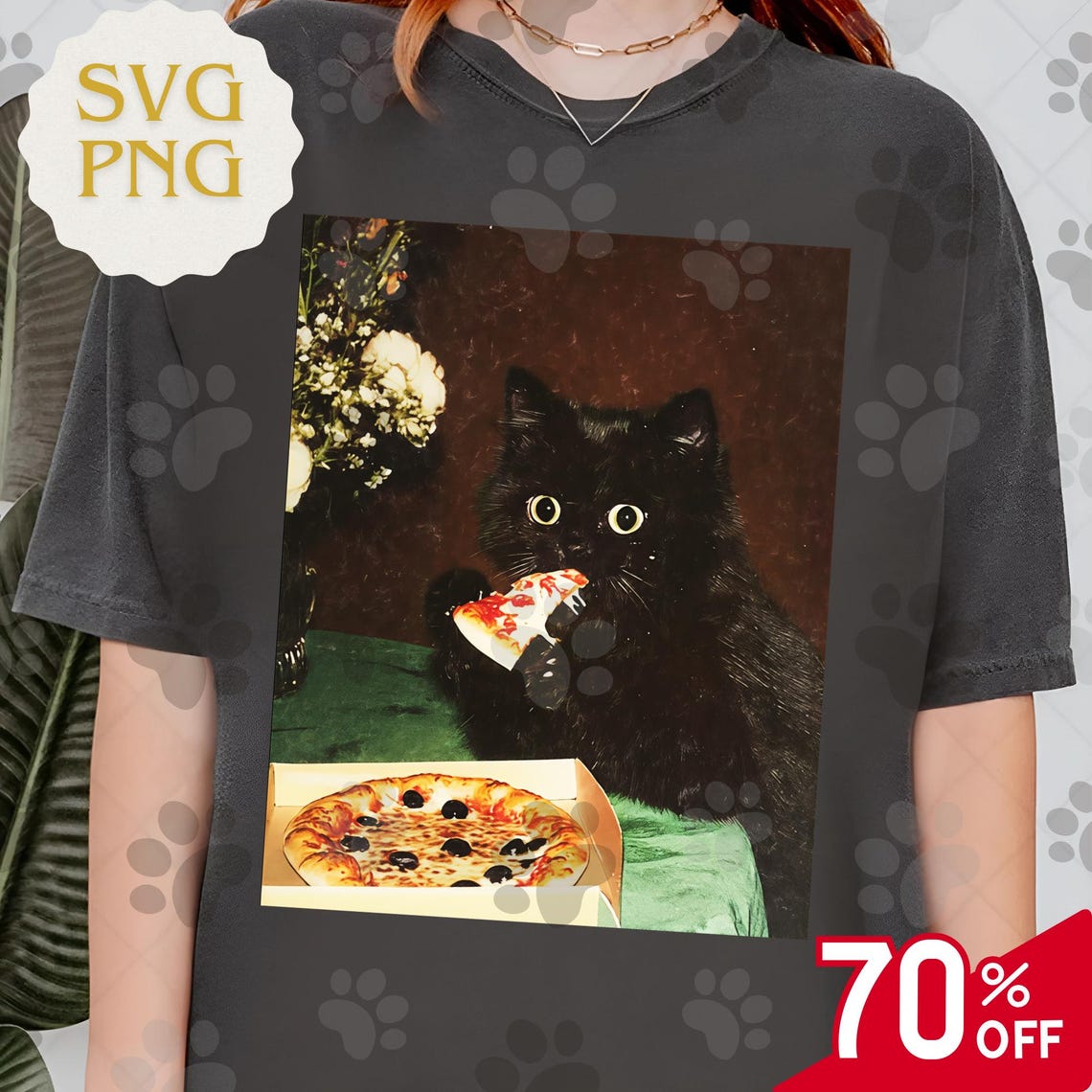 Cat Eating Pizza PNG Svg, Night City Cat Meme Design, Funny Cat Quote ...