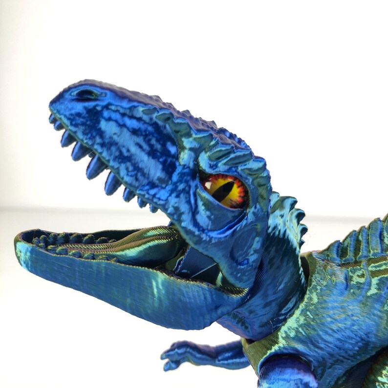 Articulated 3D Printed Raptor Dinosaur | Metallic Gradient Dino Toy ...