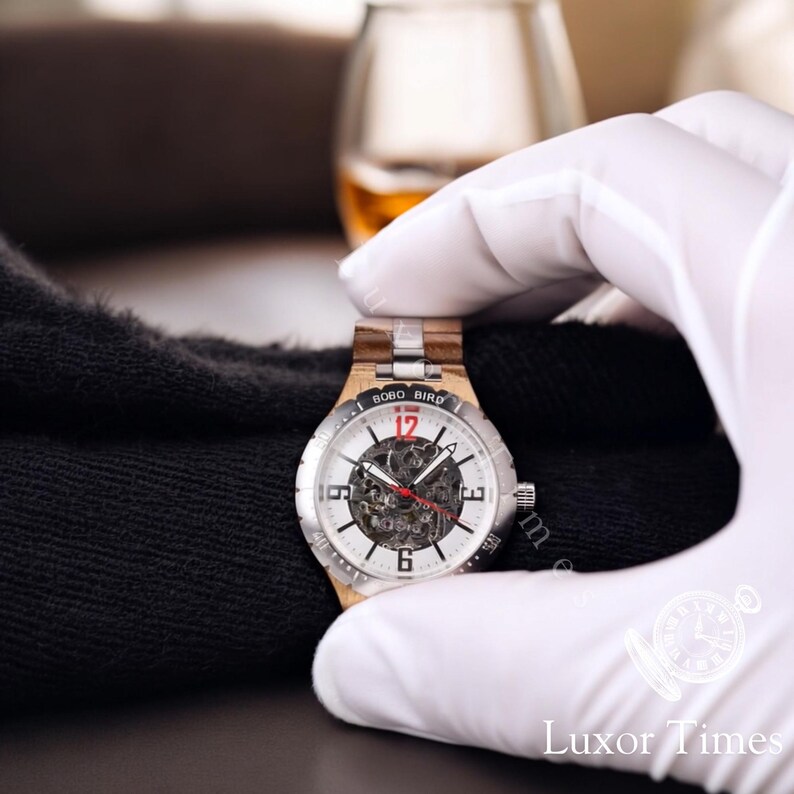 Luxury Wooden Skeleton Watch for Men – Automatic Mechanical Timepiece ...