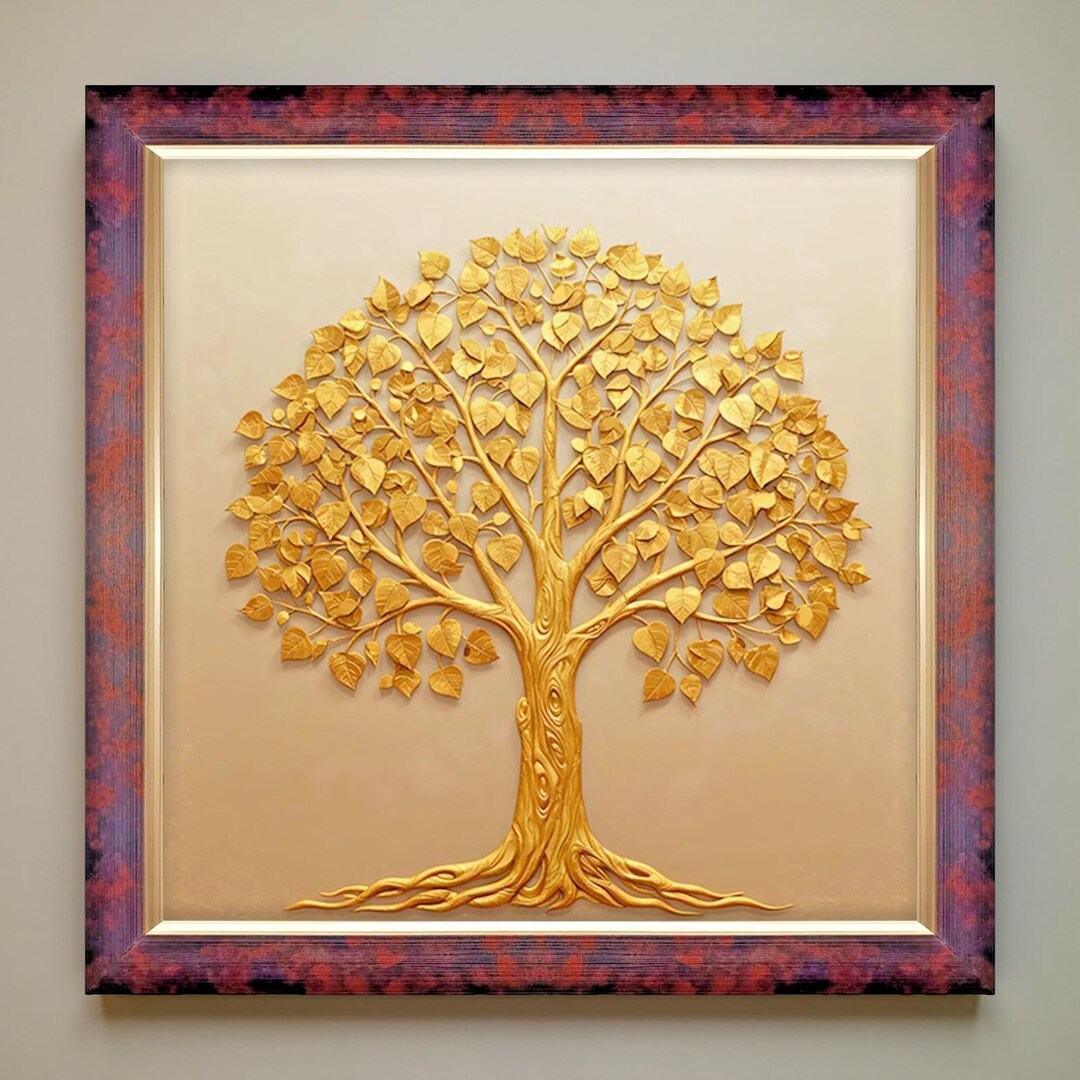 Vastu Kalpavriksha Golden Tree Photo Frame, Lucky Home Decor (14x14 ...