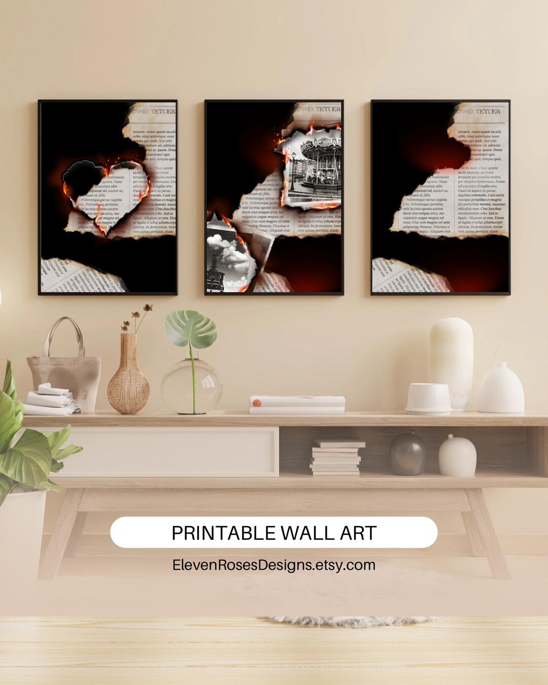 Burning Flames PNG Digital Art Posters, Housewarming Gift, Gifts for ...