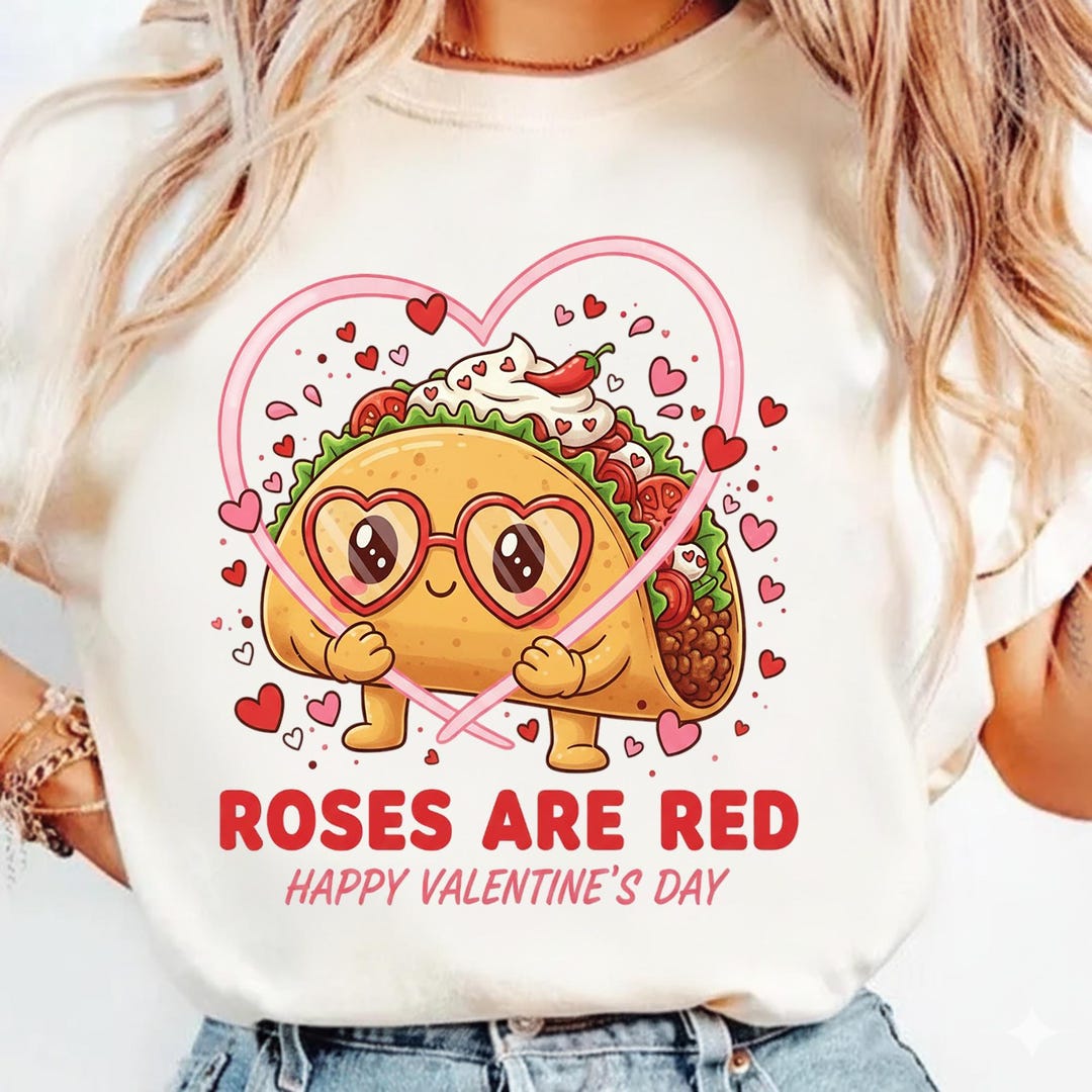 Funny Taco Valentine PNG, Roses Are Red Taco Love Design, Cute Food Pun ...
