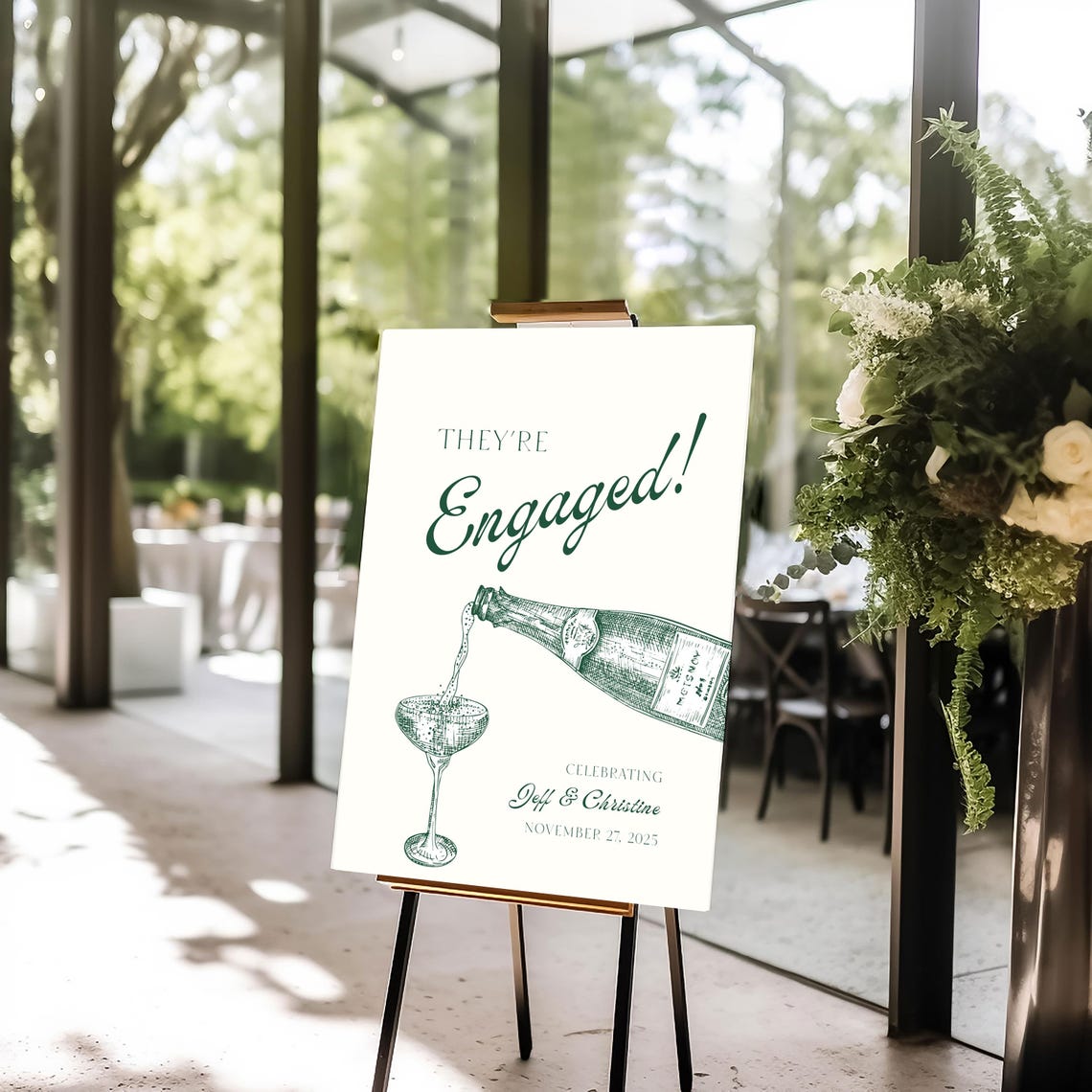Elegant Engagement Party Sign Template: Customizable Canva Design ...