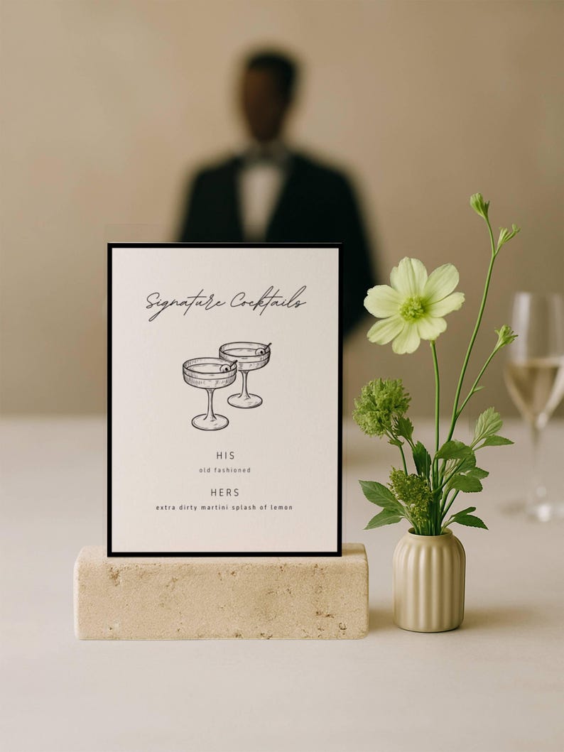 Old Money Wedding Bar Menu Editable Template | Signature Cocktails ...