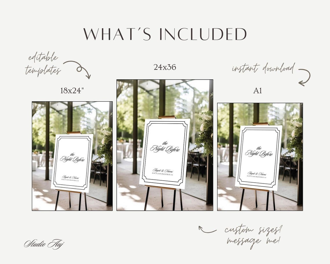 Rehearsal Dinner Welcome Sign Template: Modern Minimalist Design ...