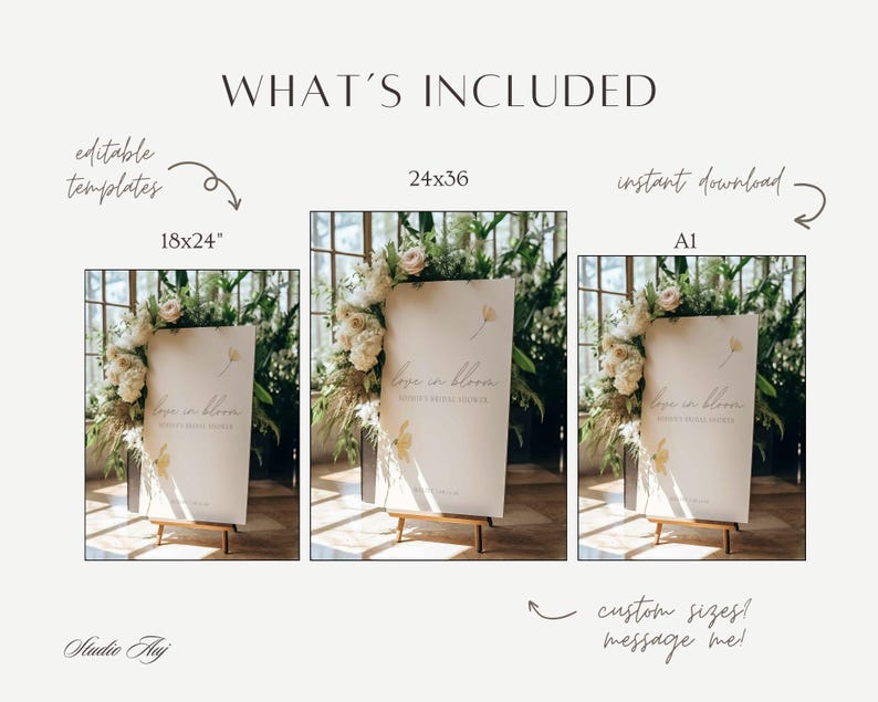 Wildflower Bridal Shower Welcome Sign: Editable Floral Template ...