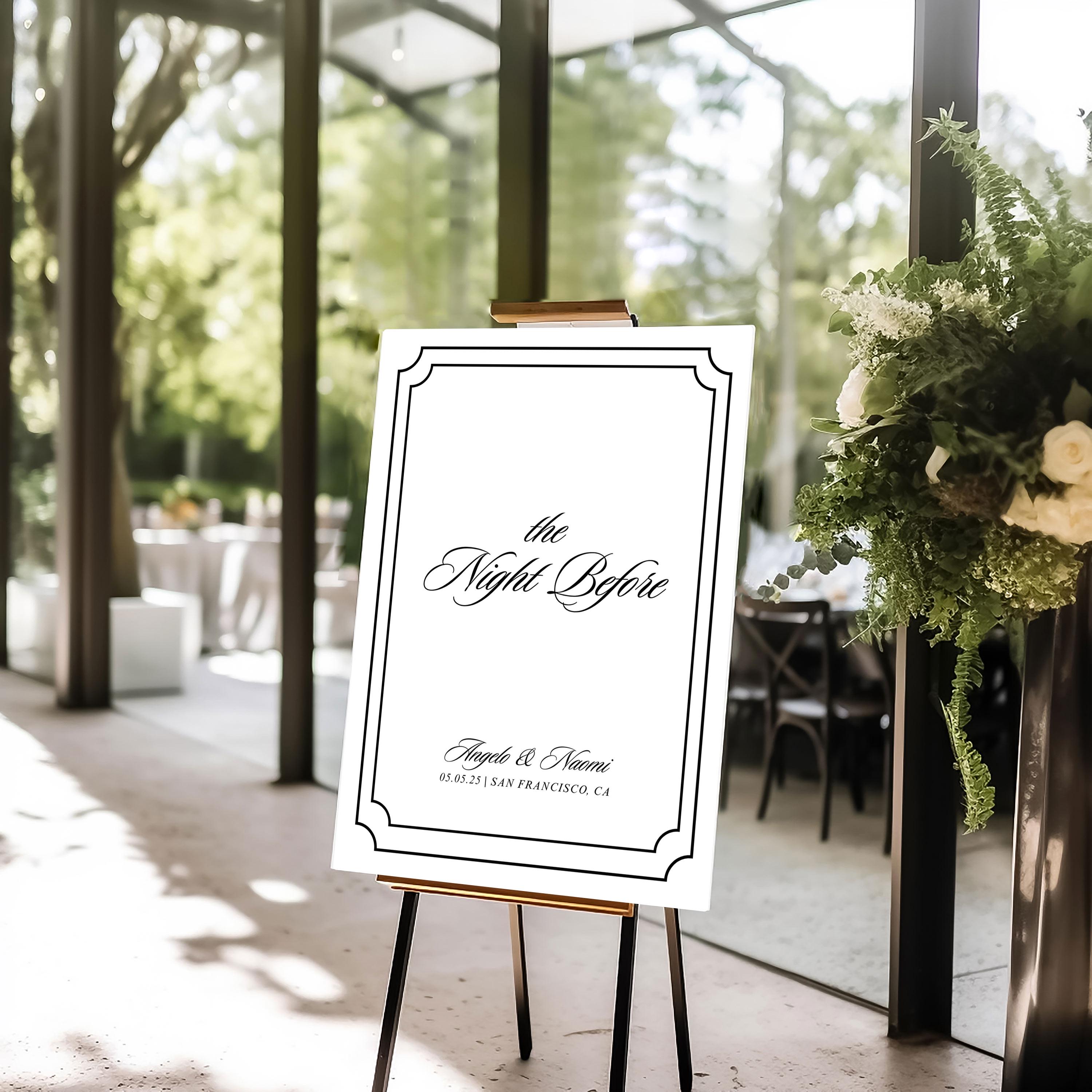 Rehearsal Dinner Welcome Sign Template: Modern Minimalist Design ...