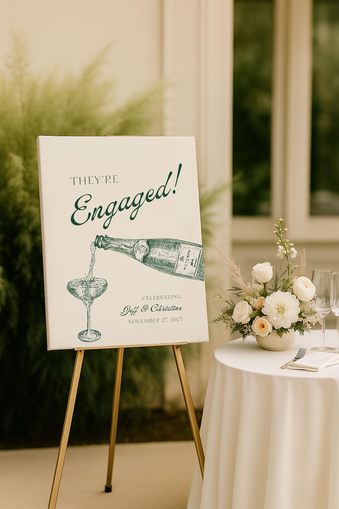 Elegant Engagement Party Sign Template: Customizable Canva Design ...