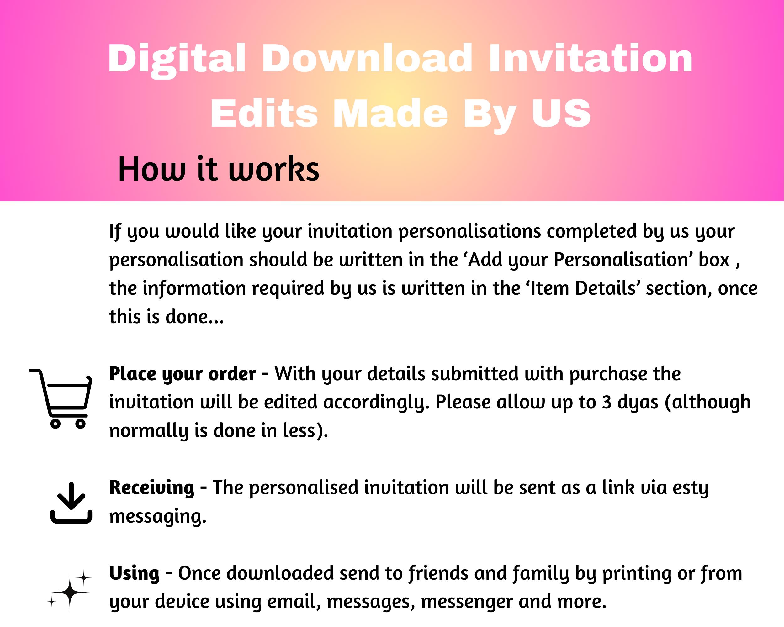Birthday Digital Invitation, Printable, Customise, Girl, Women ...