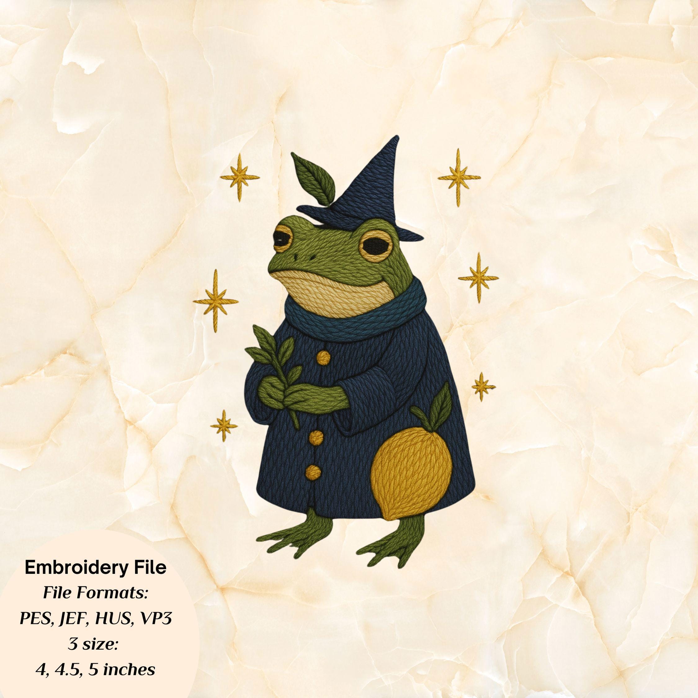 Frog Wizard Embroidery File Cute Witchy Toad Design Magical Forest ...