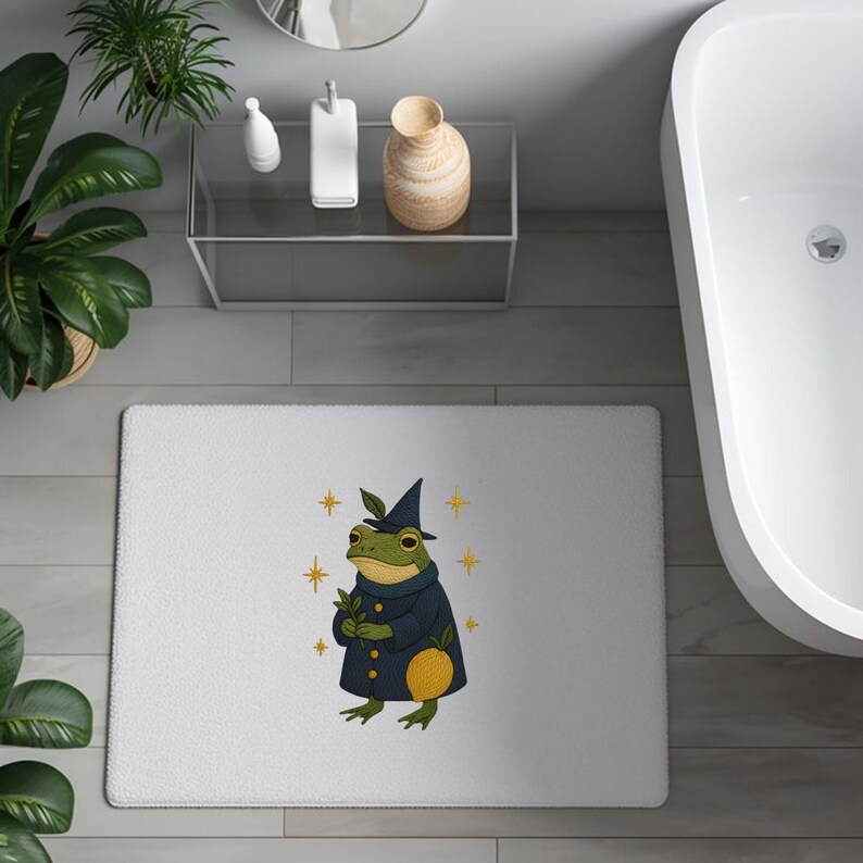 Frog Wizard Embroidery File Cute Witchy Toad Design Magical Forest ...