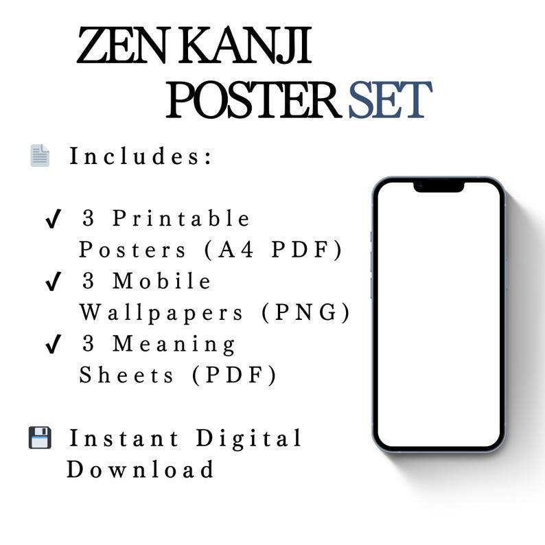 Zen Poster Set - Byakuya, Tanzen, Godo | Minimalist Japanese Kanji Art ...