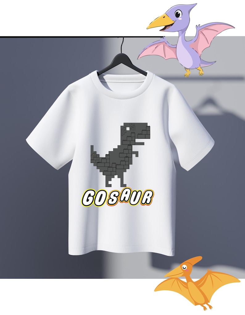 Gosaur Pixel Dinosaur Png,block T-rex Sublimation, Kids Boy Shirt ...
