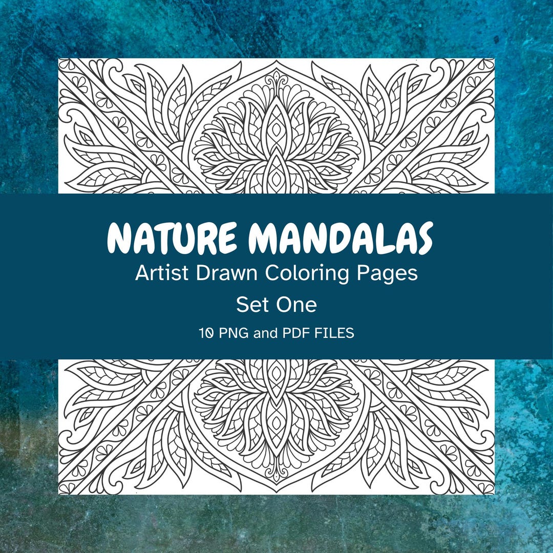 Nature Mandalas Coloring Pages, Adult and Kids Digital Colouring Pages ...