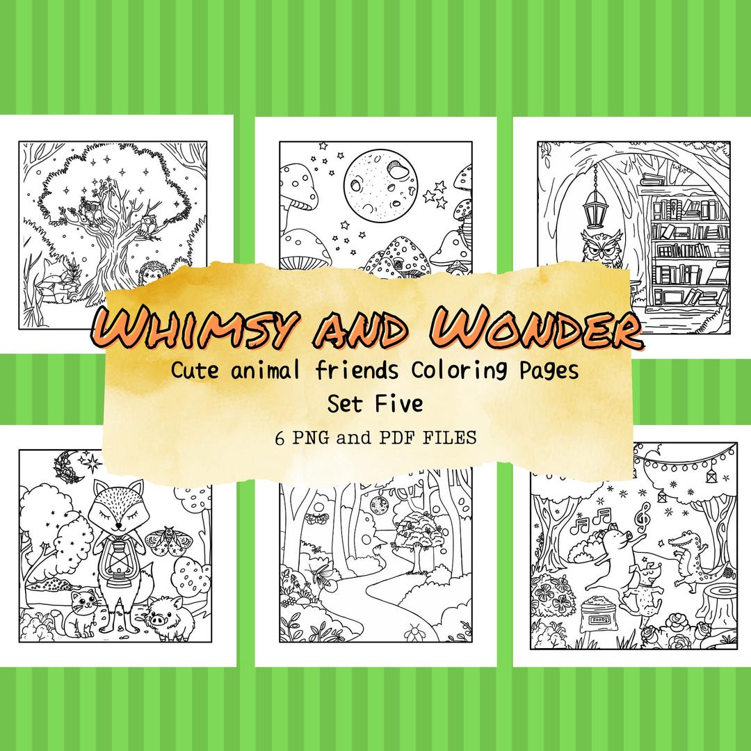 Enchanted Forest Coloring Pages - Cute Animal Friends Printable for ...