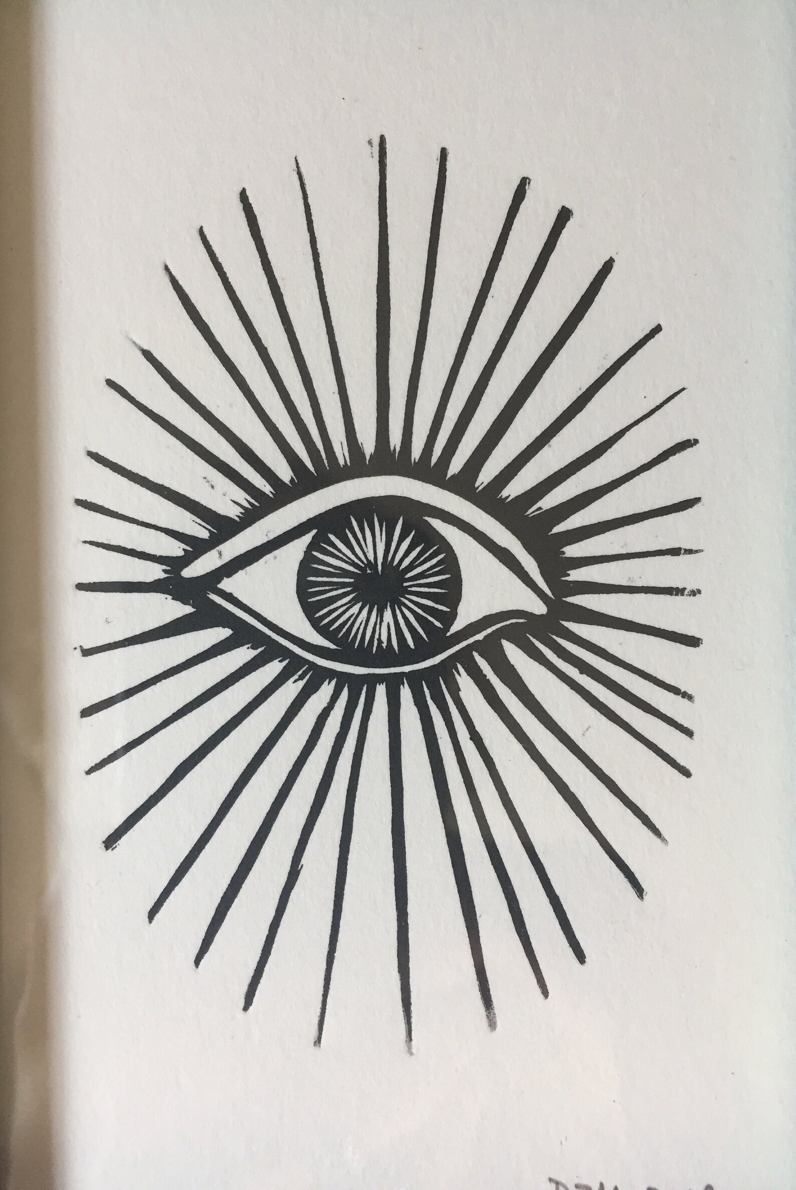 Evil Eye / Eye of Protection Linocut Print in Decorated Frame - Etsy