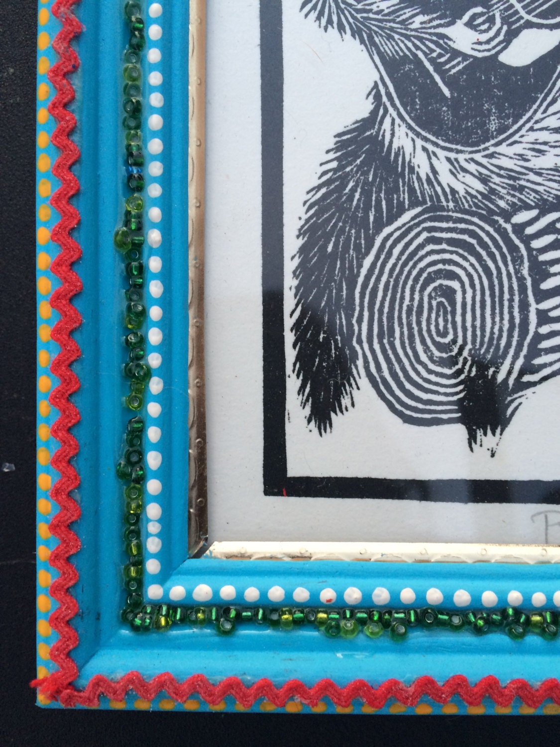 Fox Playing Guitar Linocut Print in Decorated Frame - Etsy