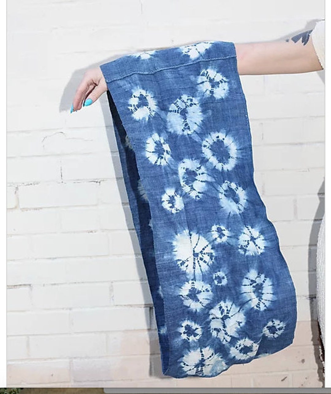 Shibori Indigo Deep Waters Creatures Circle Scarf - Etsy
