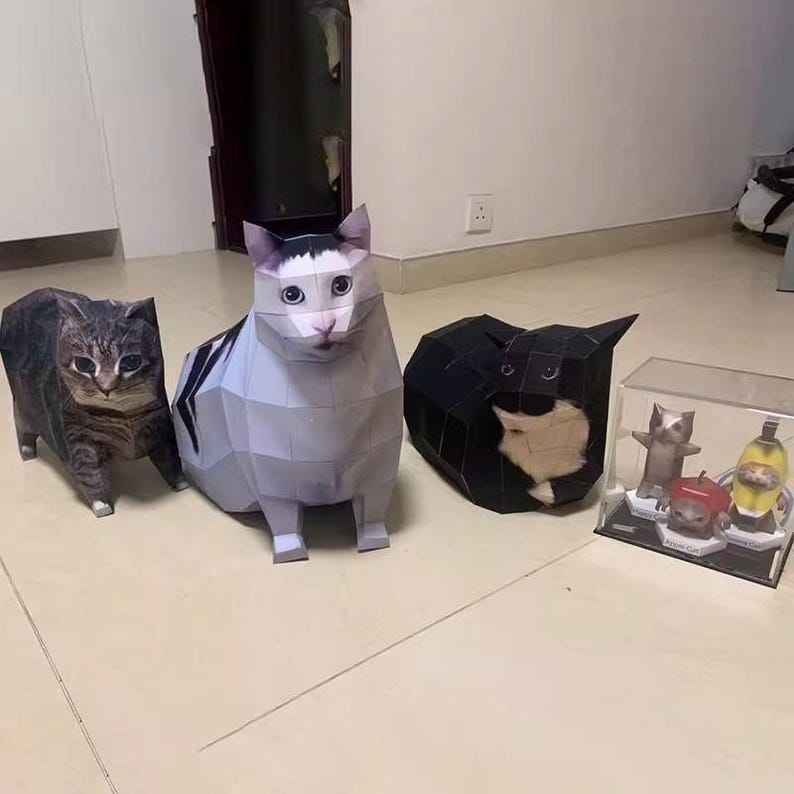 3D Papercraft Meme Cats - Etsy