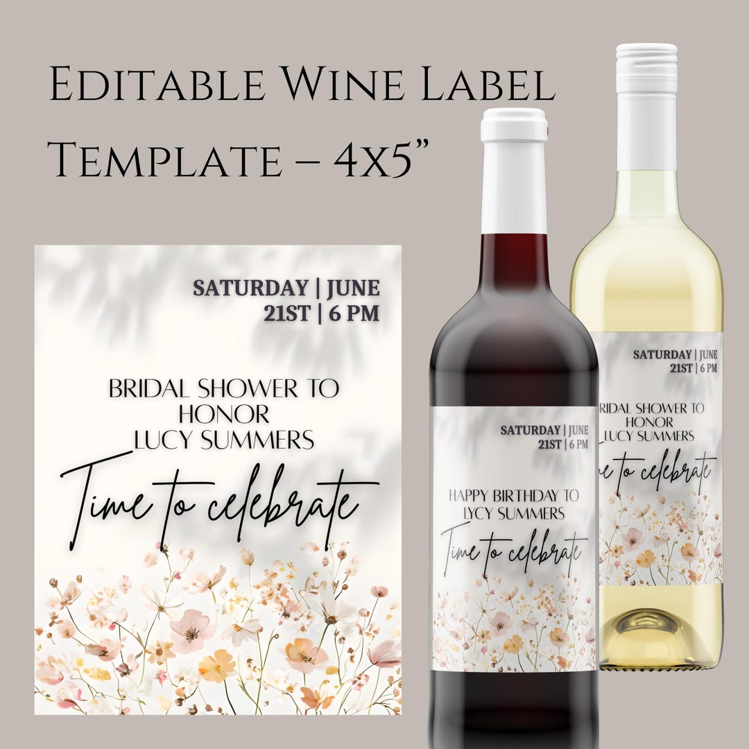 Custom Wine Label Template: Wedding, Birthday, Party (canva Editable ...