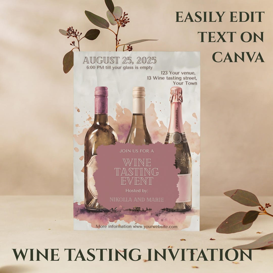 Editable Wine Tasting Invitation, Printable Wine Tasting Invite ...