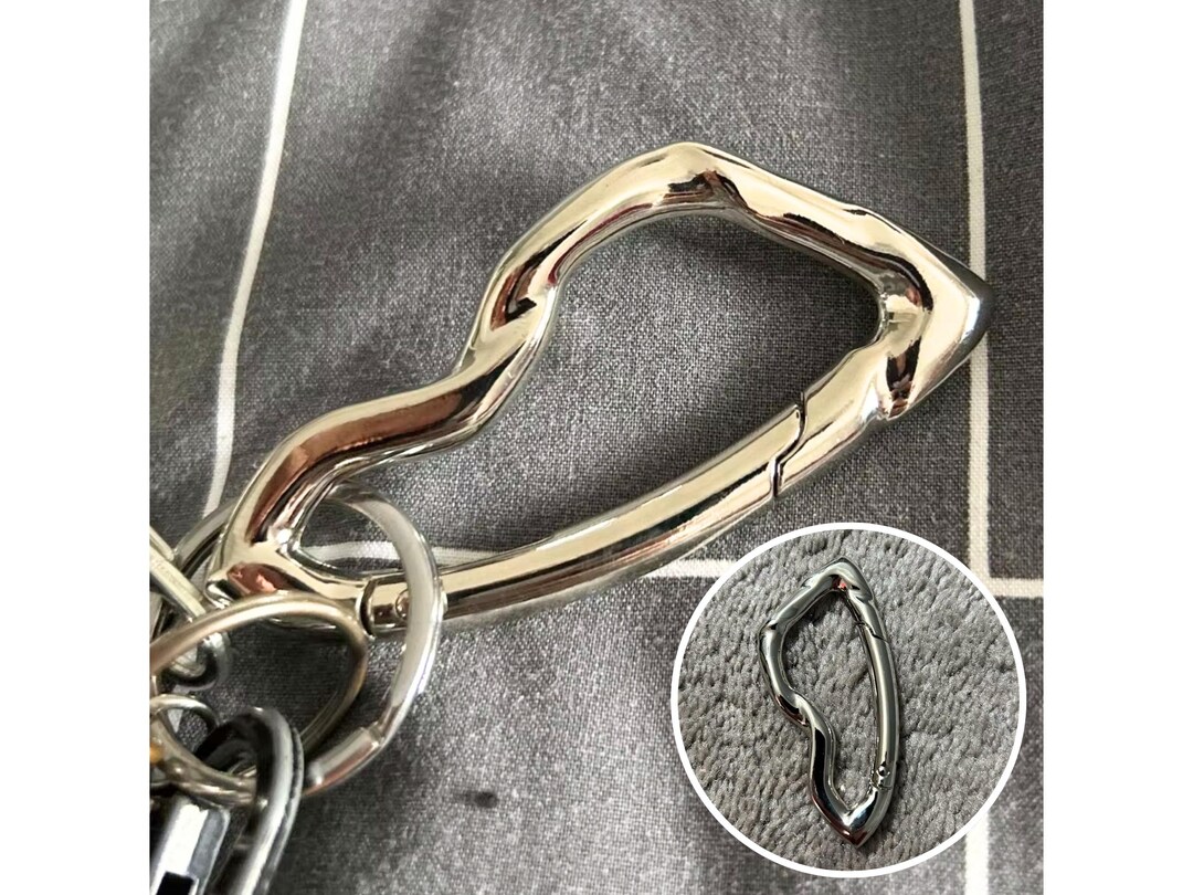 Silver Carabiner Keychain, Y2k Pant Keychain, Cyberpunk Silver Key Clip ...