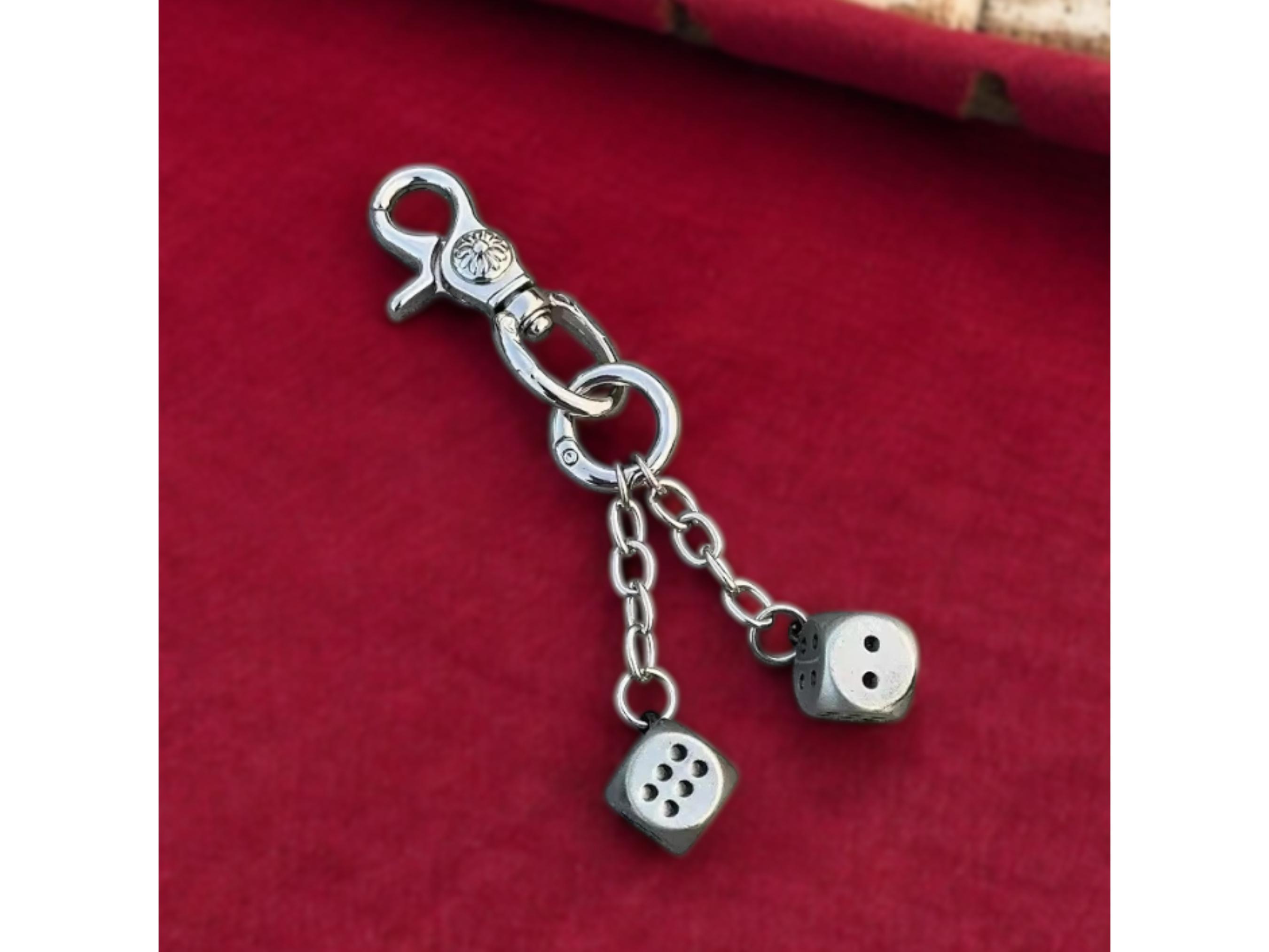 Y2k Punk Dice Keychain, Floral Dice Pendant, Metal Key Ring, Bag ...