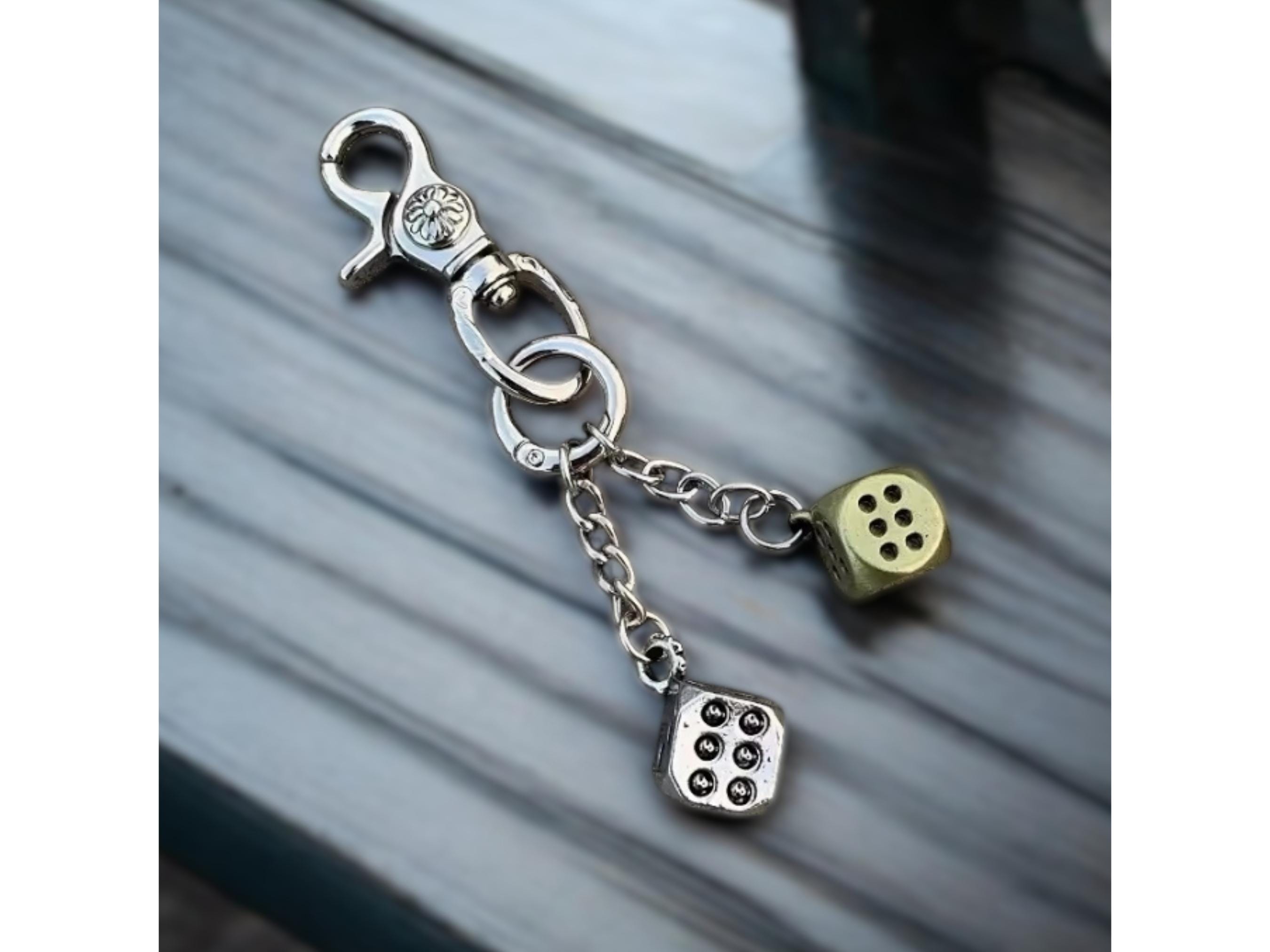 Y2k Punk Dice Keychain, Floral Dice Pendant, Metal Key Ring, Bag ...