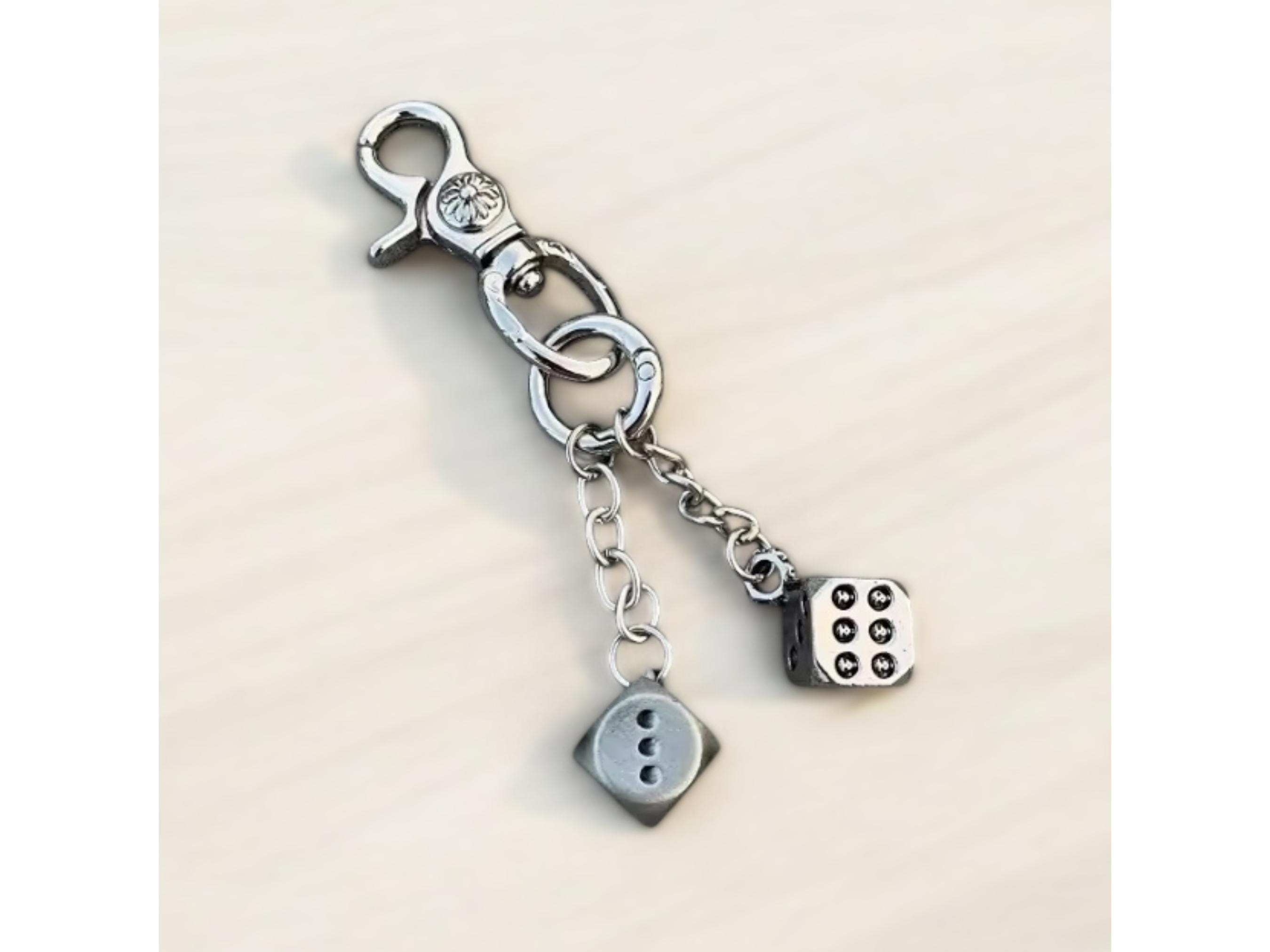 Y2k Punk Dice Keychain, Floral Dice Pendant, Metal Key Ring, Bag ...