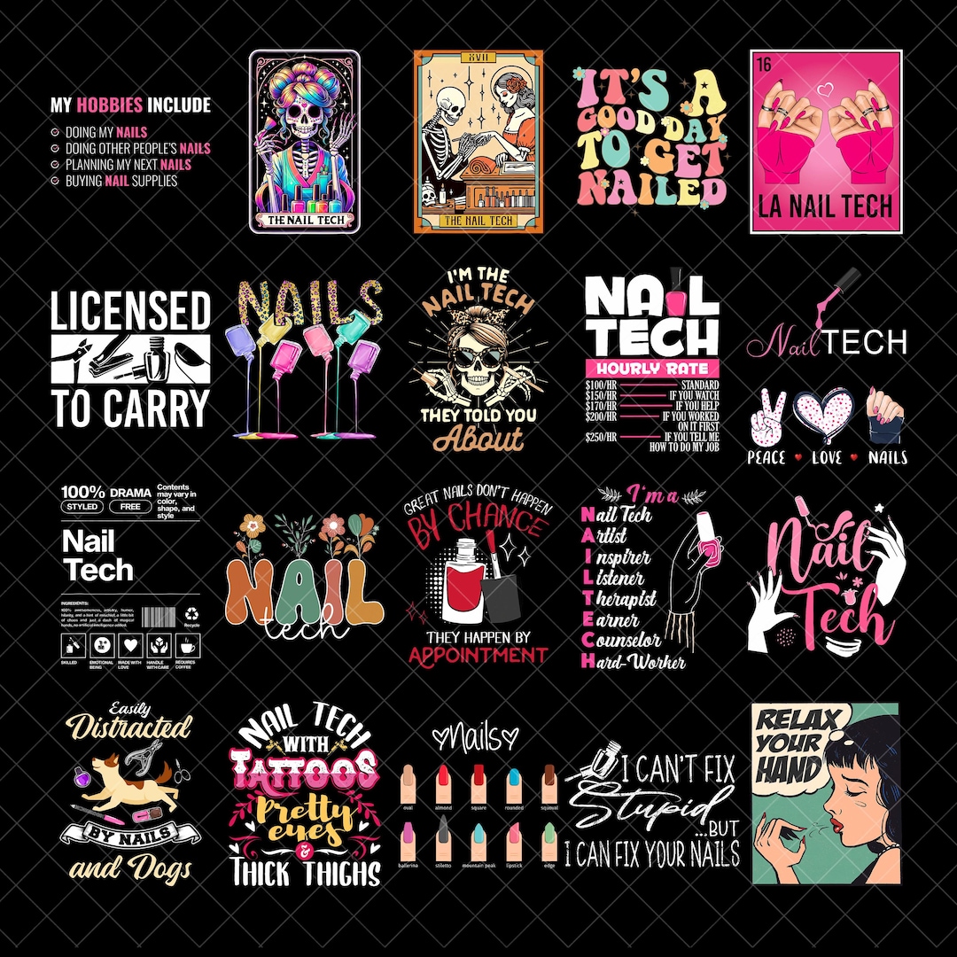 Nail Tech Png Bundle, Nail Hustler Sublimation Designs, Retro Groovy ...