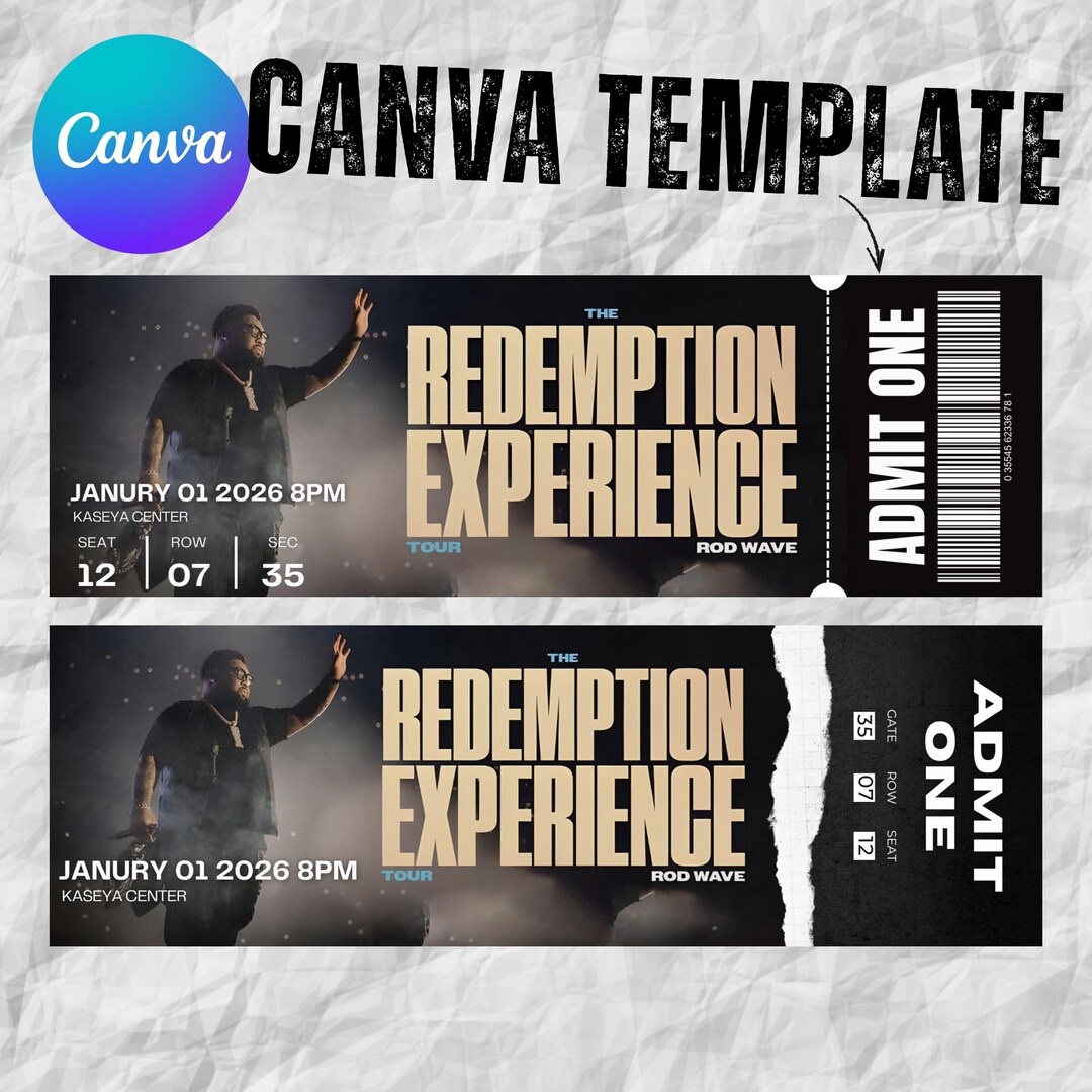 Personalized Rod Wave Redemption Experience Concert Ticket, Concert ...