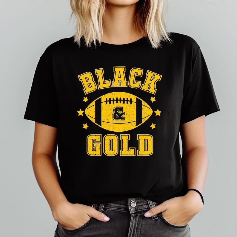 Black and Gold Football PNG Bundle, Game Day School Spirit Digital ...