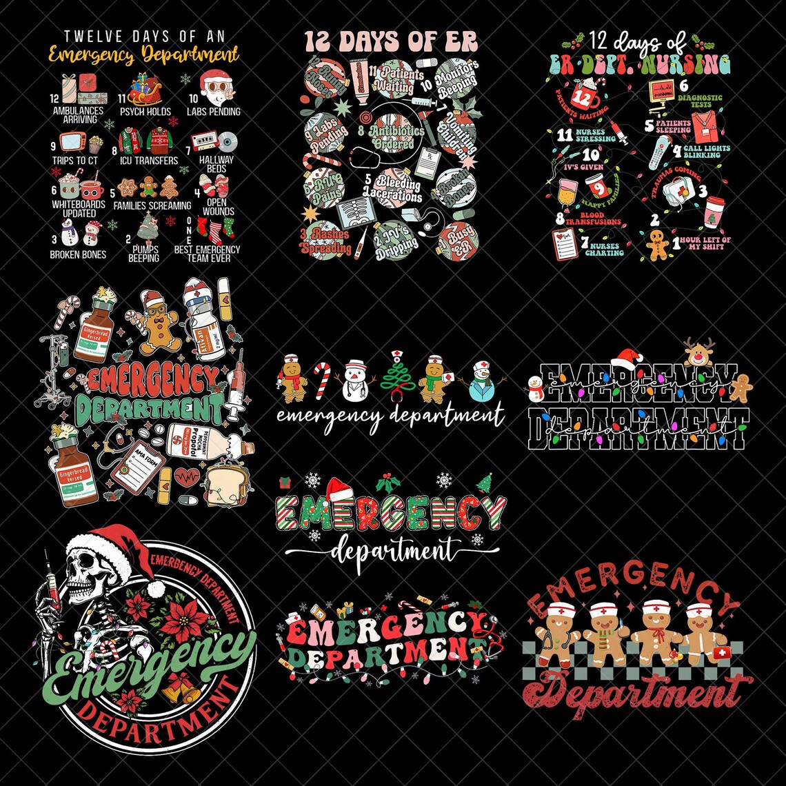 Emergency Department Christmas PNG Bundle, Nurse, Xmas Tree, Christmas ...